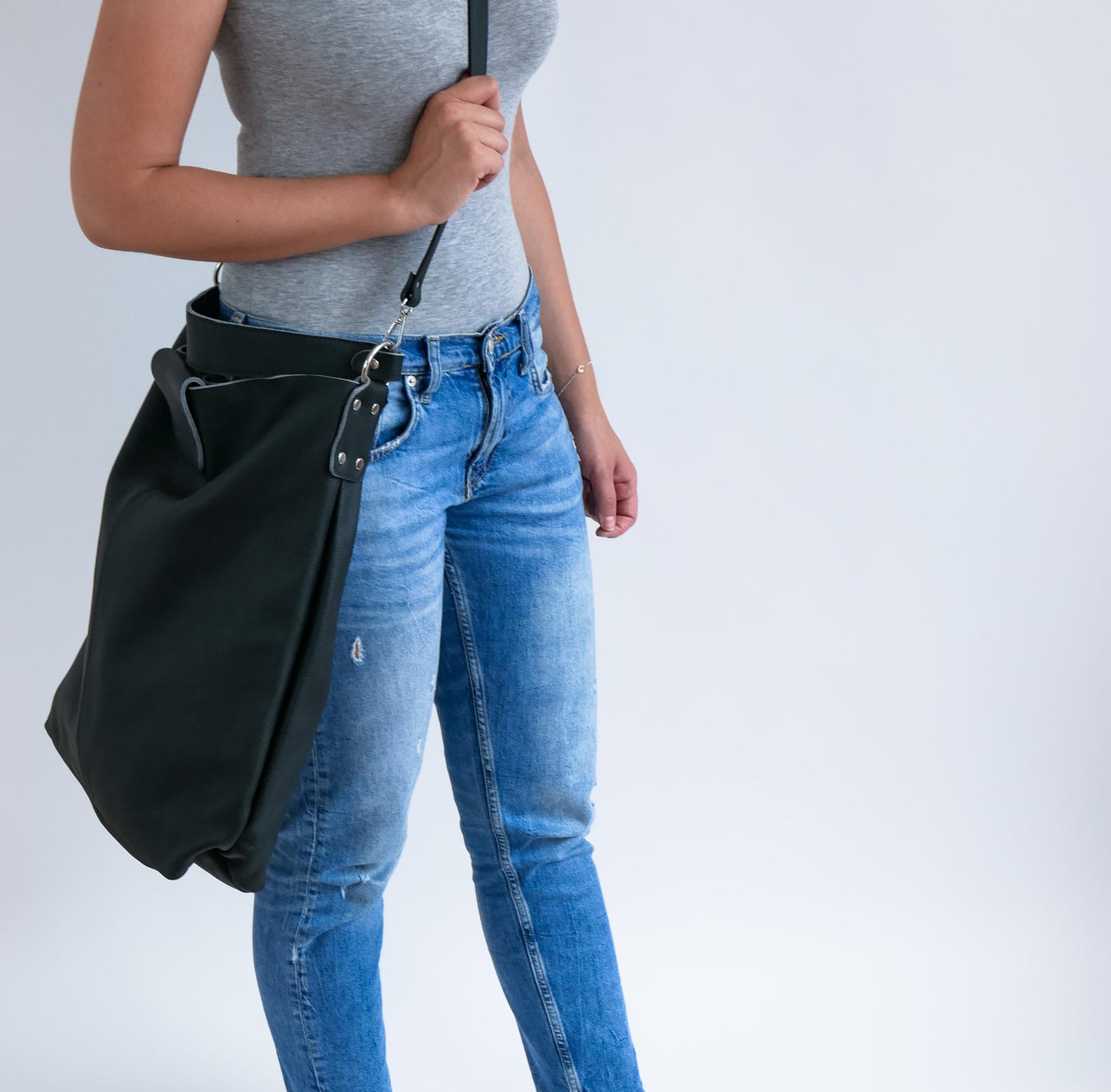 BLACK Oversize Shopper Bag, Large Shopper, Leather Tote Bag, Large Tote ...