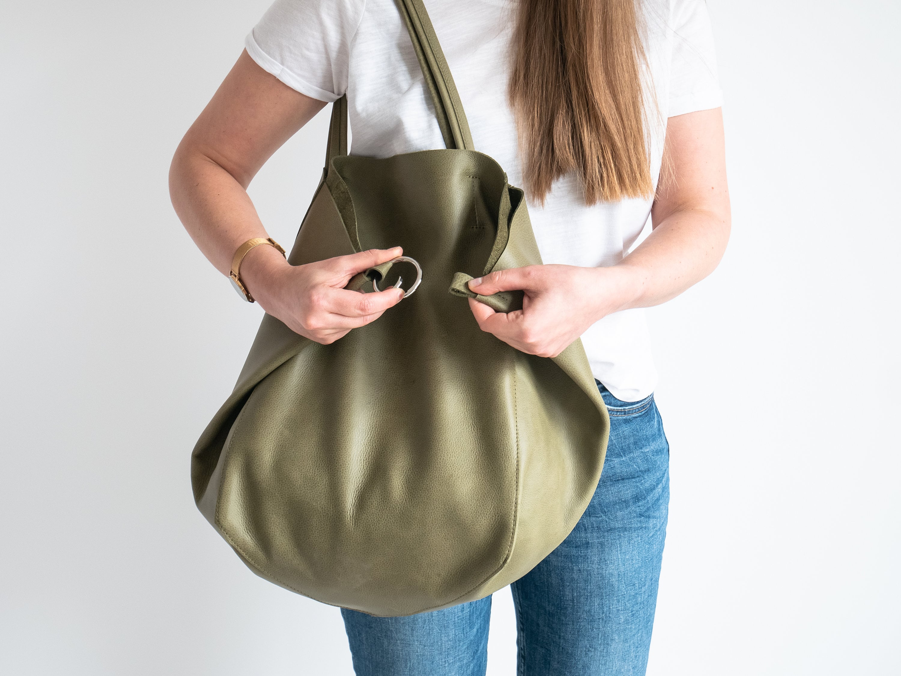 Olive Green OVERSIZE SHOULDER Bag Large Leather Tote Bag - Etsy
