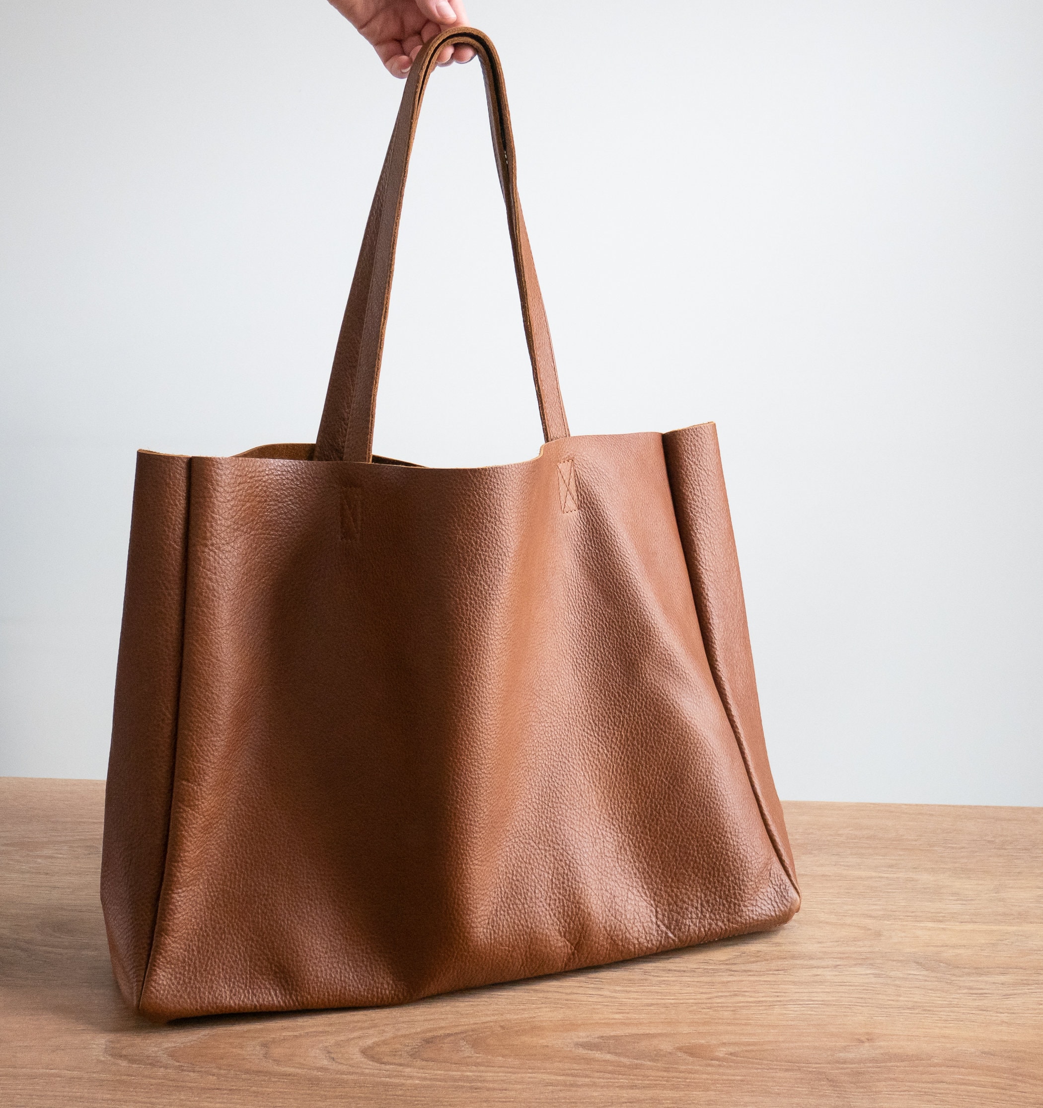 BROWN OVERSIZE HANDBAG Leather Women Purse Big Shoulder Bag | Etsy