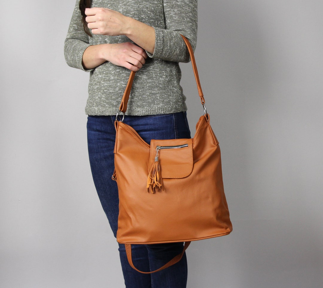 Orange Leather Purse, SHOULDER BAG, Large Crossbody Bag, Everyday Brick ...