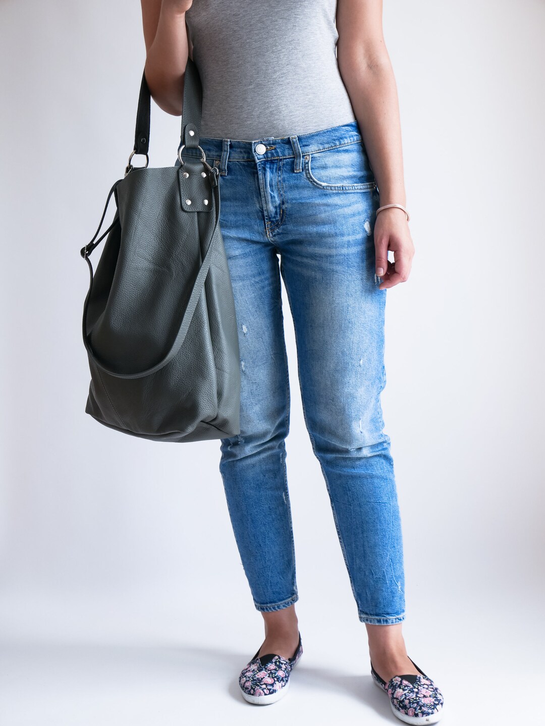 Gray OVERSIZE SHOPPER Bag - XXL Tote Bag Woman - Large Crossbody Purse ...