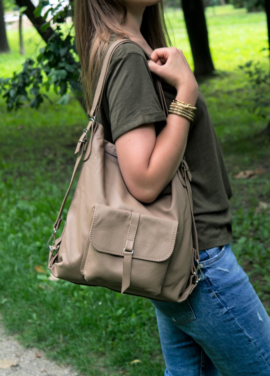 Leather Backpack Leather Rucksack Backpack Purse Leather | Etsy