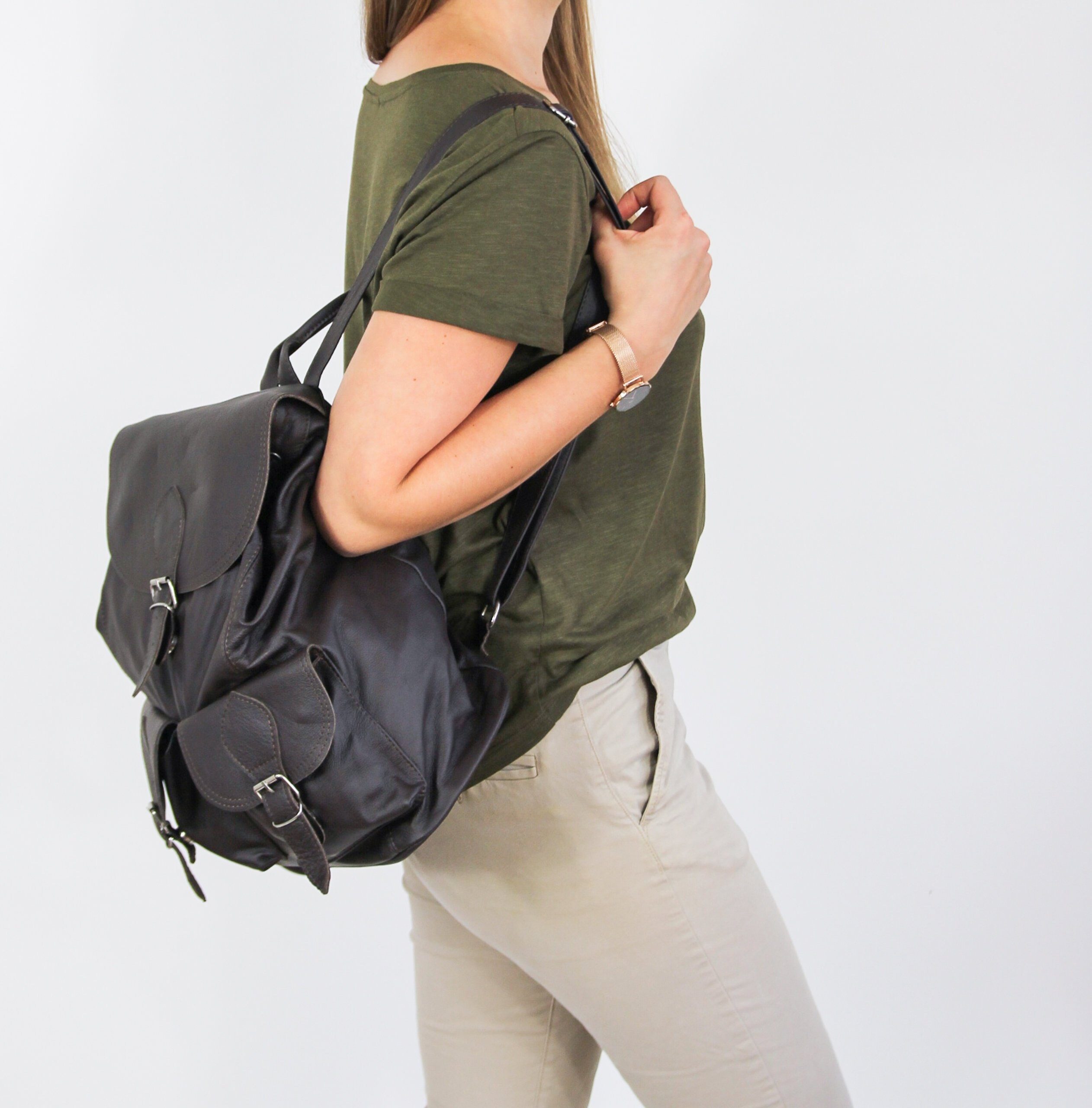LEATHER BACKPACK Dark BROWN Leather Rucksack Large | Etsy