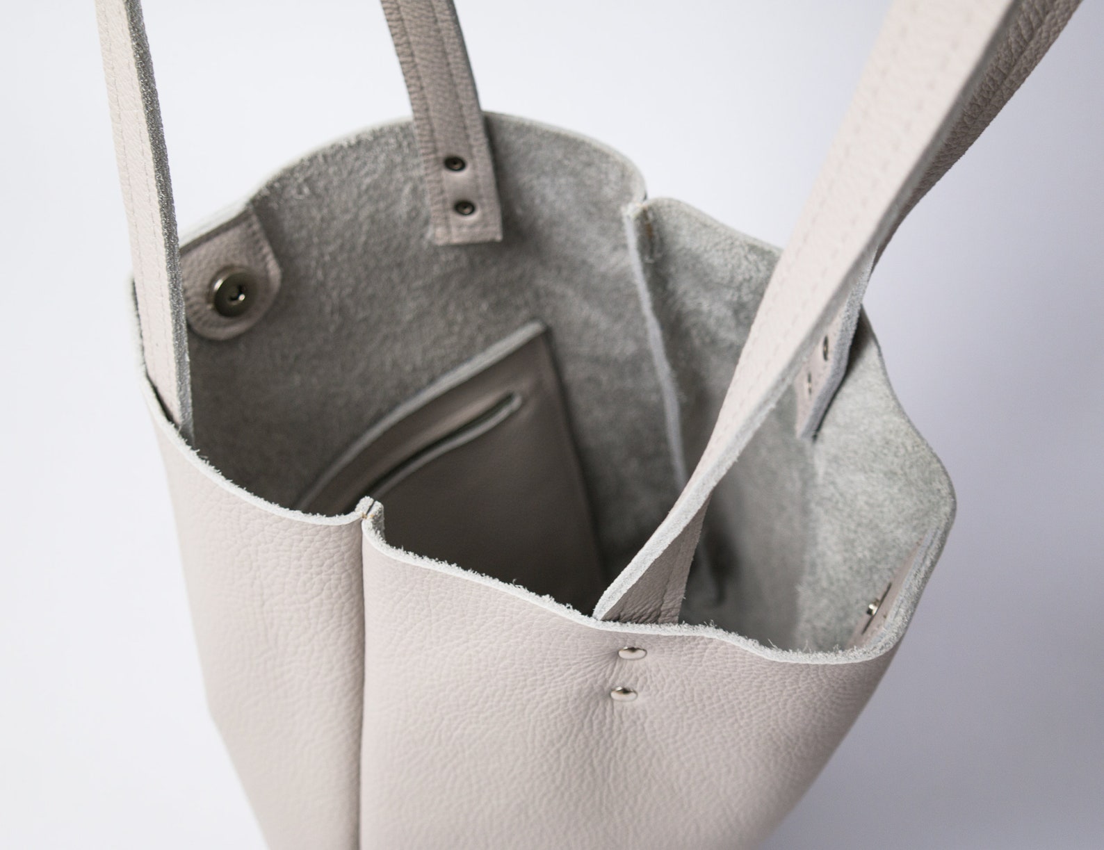 LEATHER TOTE Bag LIGHT Gray Leather Purse Natural Leather | Etsy