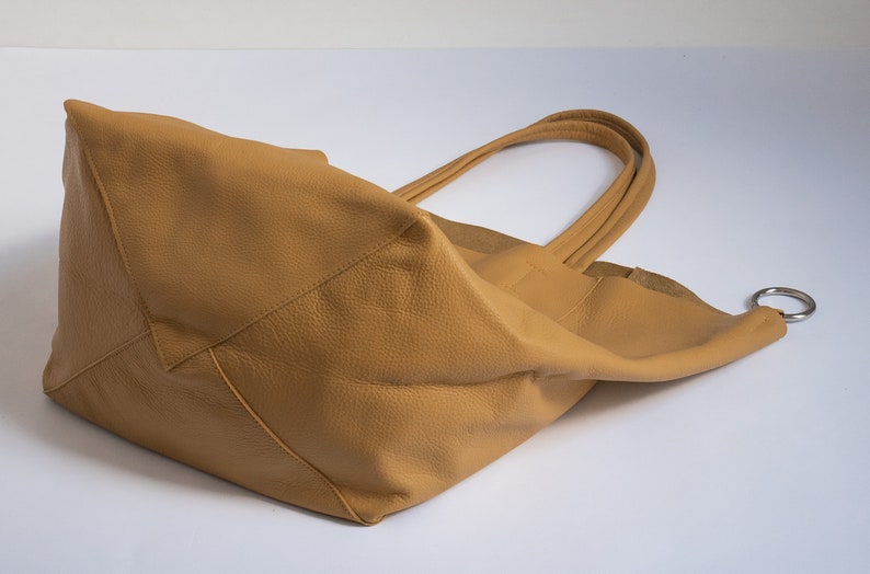 Large Yellow OVERSIZE Tote Bag Yellow Leather SHOPPER Bag | Etsy