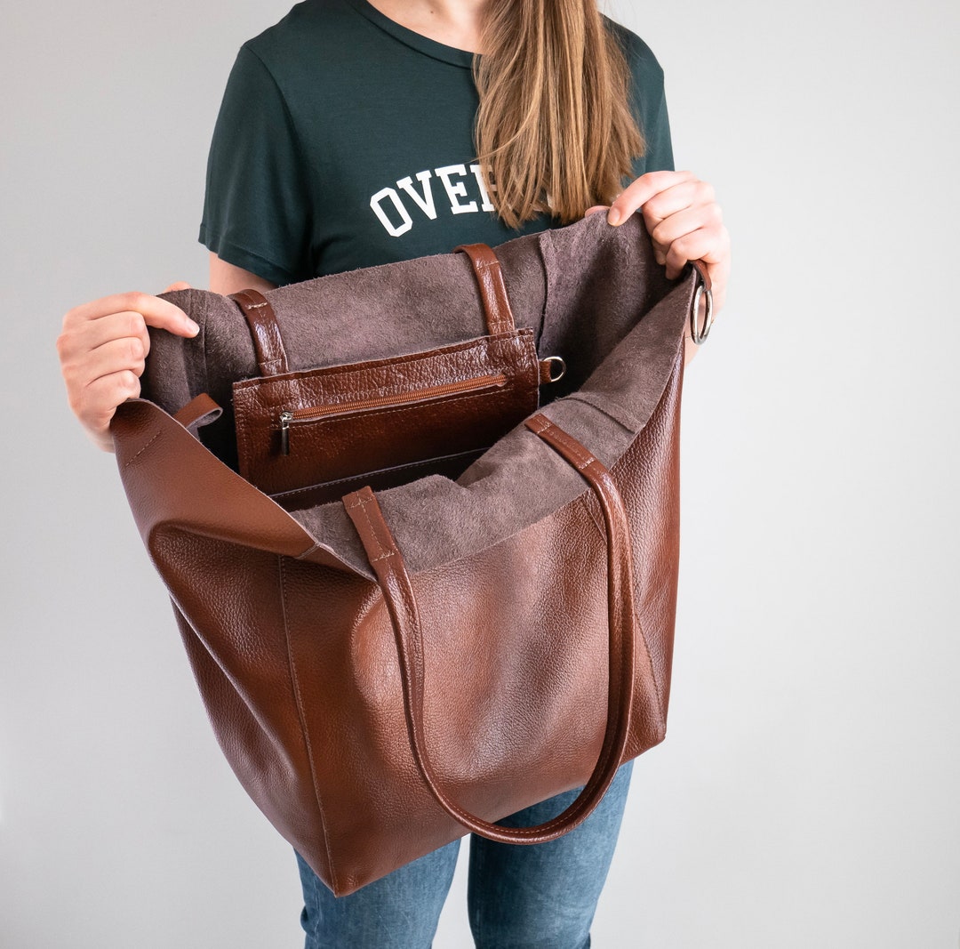 Large OVERSIZE Shopper Bag BROWN Distressed Leather Tote Bag Oversized ...