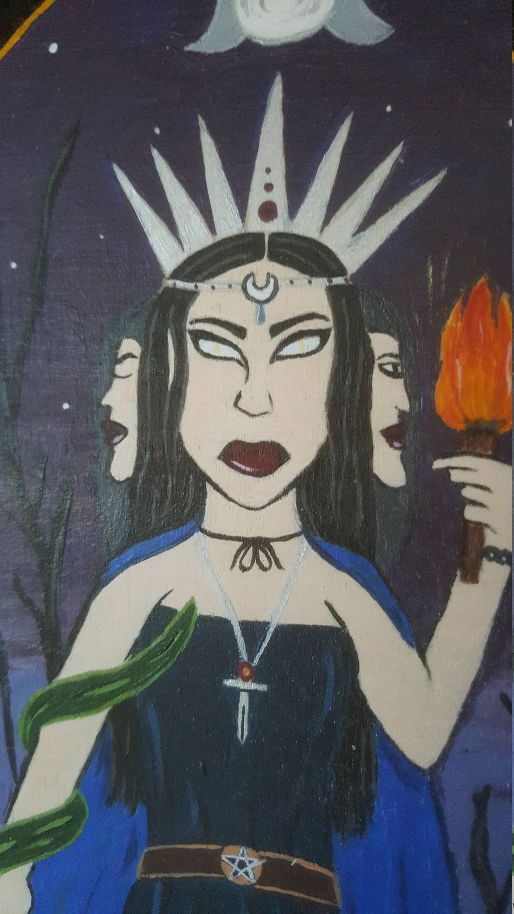 Greek-roman Goddess Hecate-hand Painted Wood Altar Plaque-option to ...
