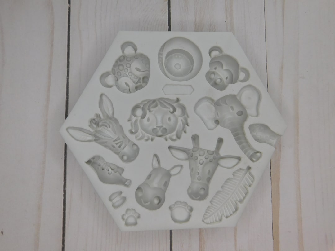 Safari Animals Silicone Mold – 14pc Jungle Animal Mold for Fondant ...