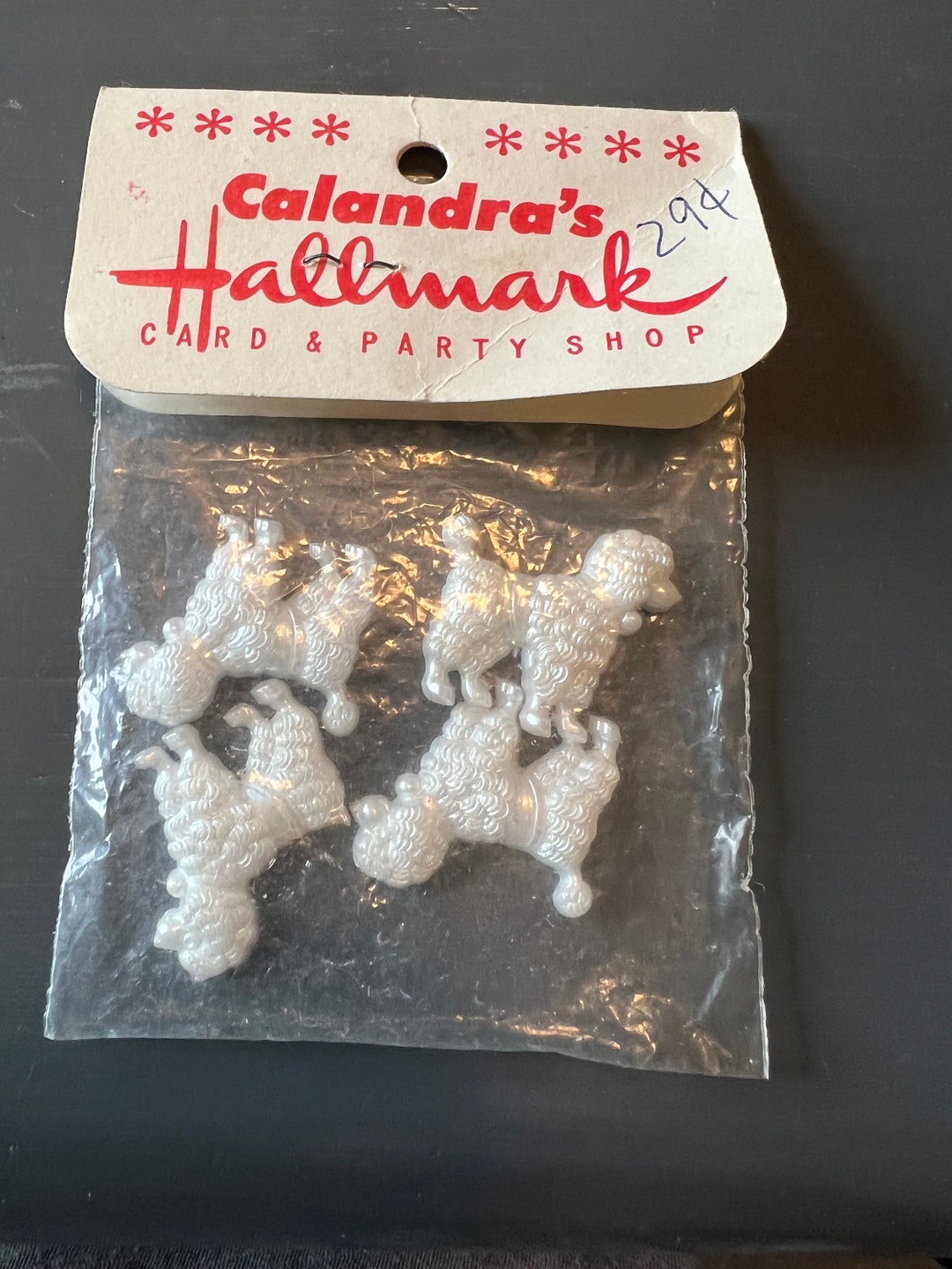 White Plastic Poodles Set of Four, Calandras Hallmark Card and Party ...