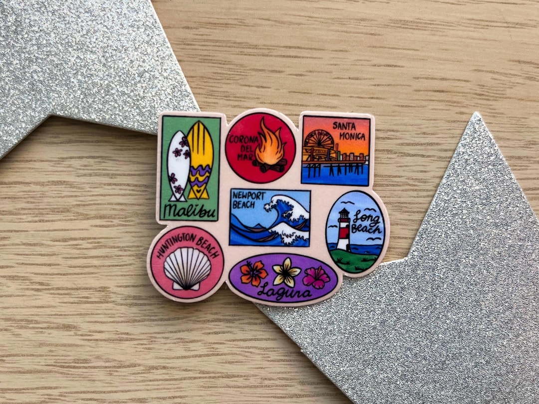 Socal Beaches Sticker, Water Bottle Sticker, Laptop Sticker, Waterproof ...