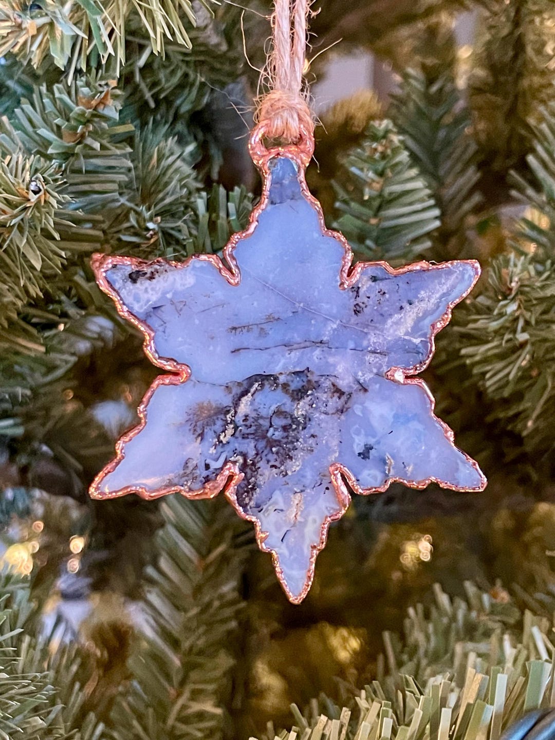 Dendritic Agate Snowflake Ornament: Crystal Christmas Tree Decor - Etsy