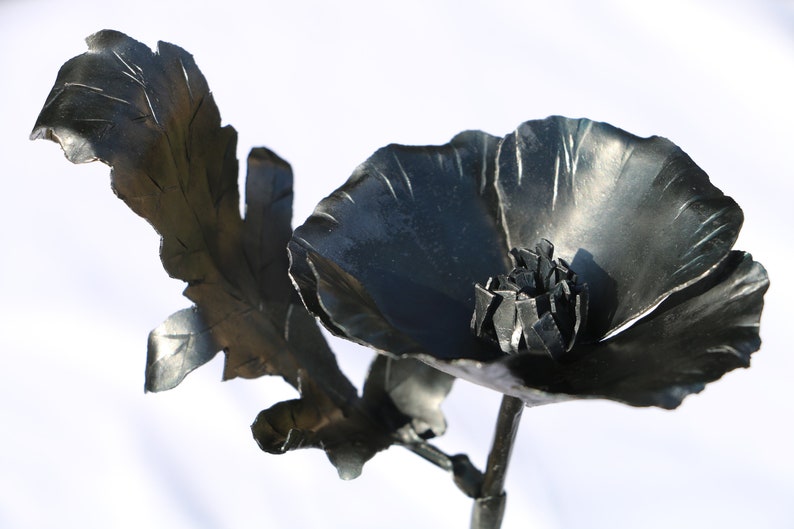 Natural Steel metal Poppy Sculpture A handmade metal | Etsy