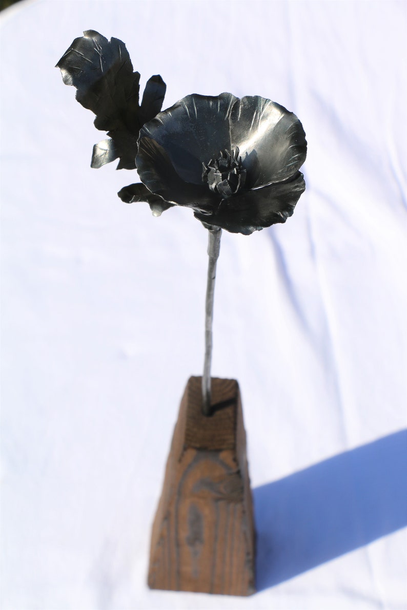 Natural Steel metal Poppy Sculpture A handmade metal | Etsy