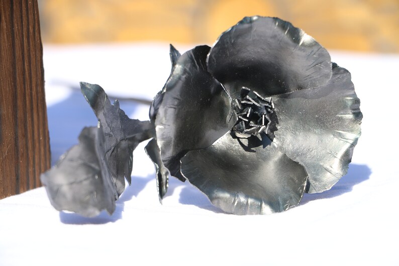 Natural Steel metal Poppy Sculpture A handmade metal | Etsy