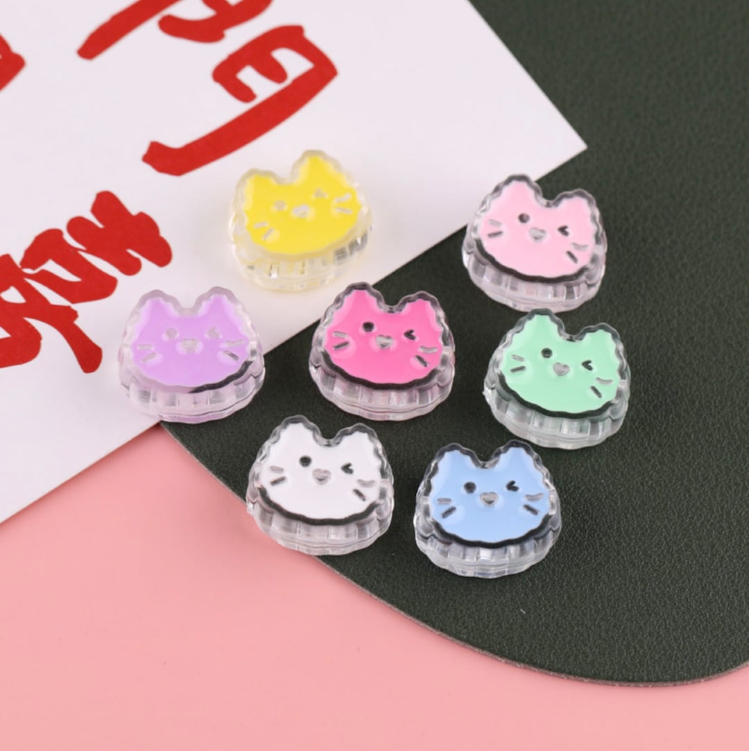 Transparent Mixed Color Cute Cat Head Themed Enamel Acrylic Bead - Etsy