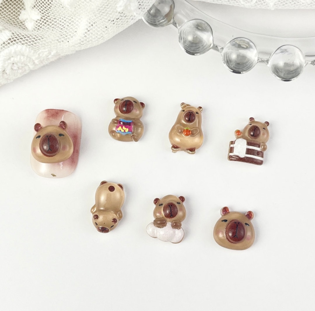 Cute Capybara, Animal Themed 3D Nail Art Charms, Decoden, DIY Supplies ...