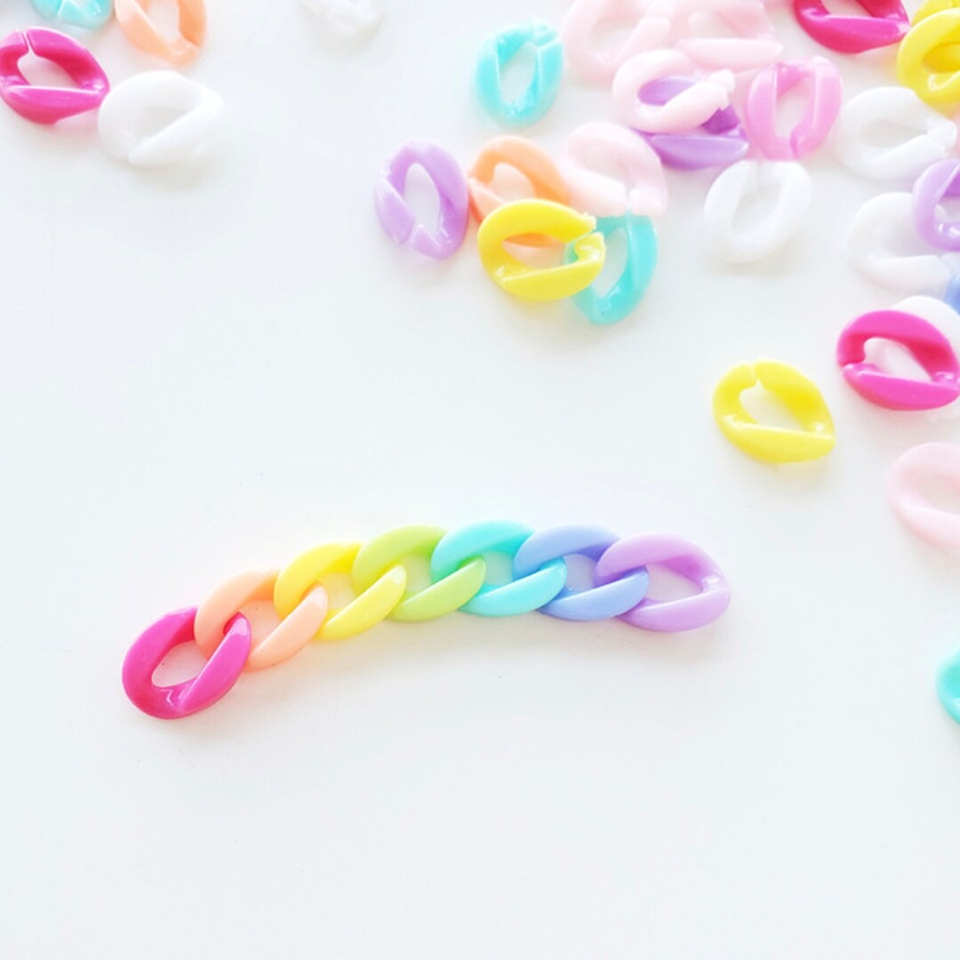Cute Rainbow Colored Acrylic Chain Links Pieces 12mm X 9mm - Etsy