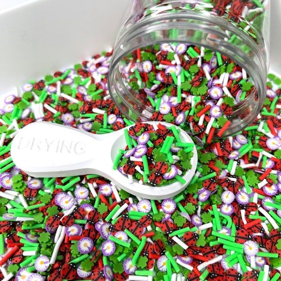 Red Ladybug and Flower Themed Polymer Clay Sprinkle Mix NOT - Etsy