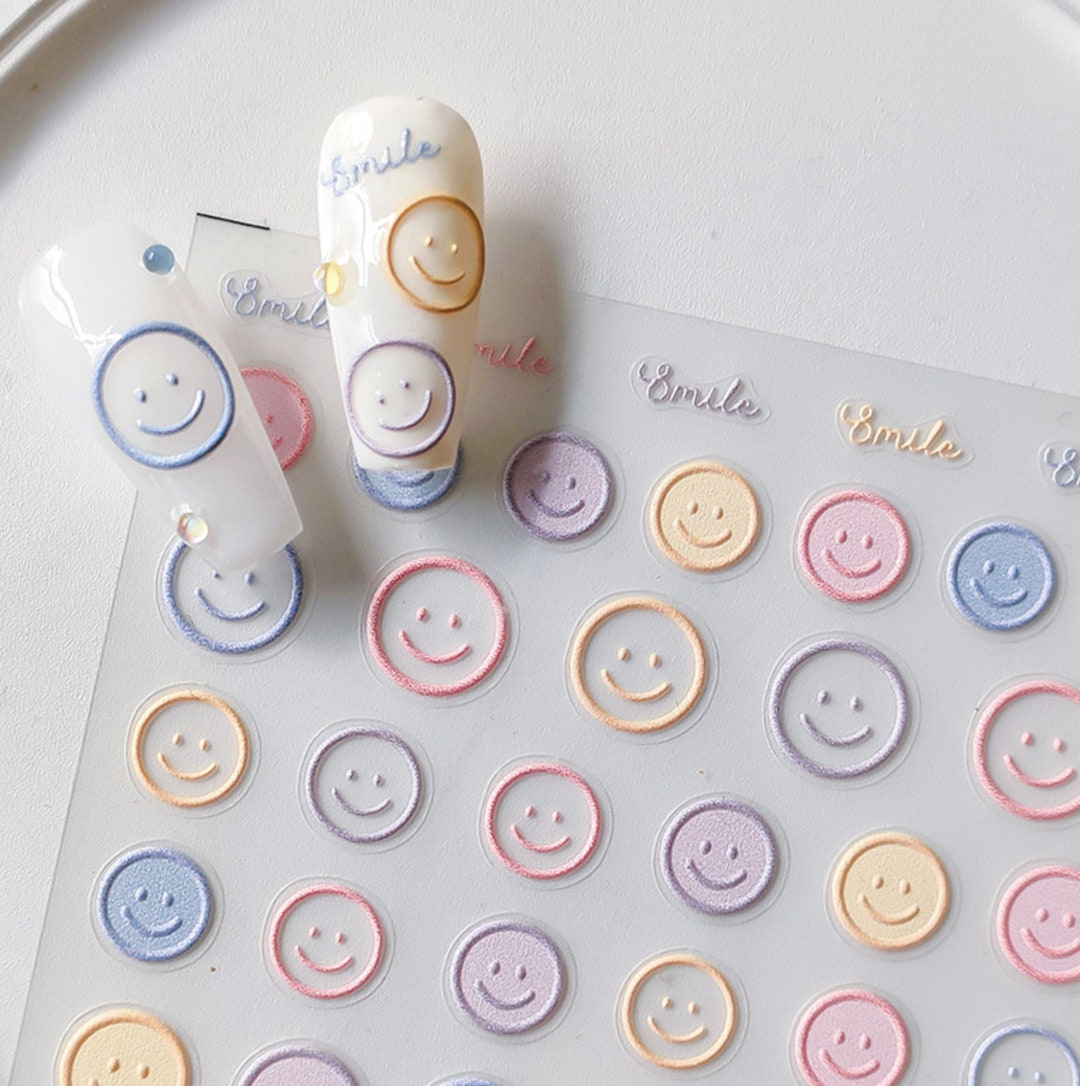 Pastel Smiley Faces Nail Art Stickers TS-2375, TS-2376 - Etsy