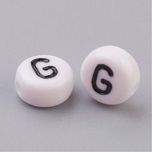 Letter G Alphabet Beads, White Beads With Black Letters 7MM - Etsy