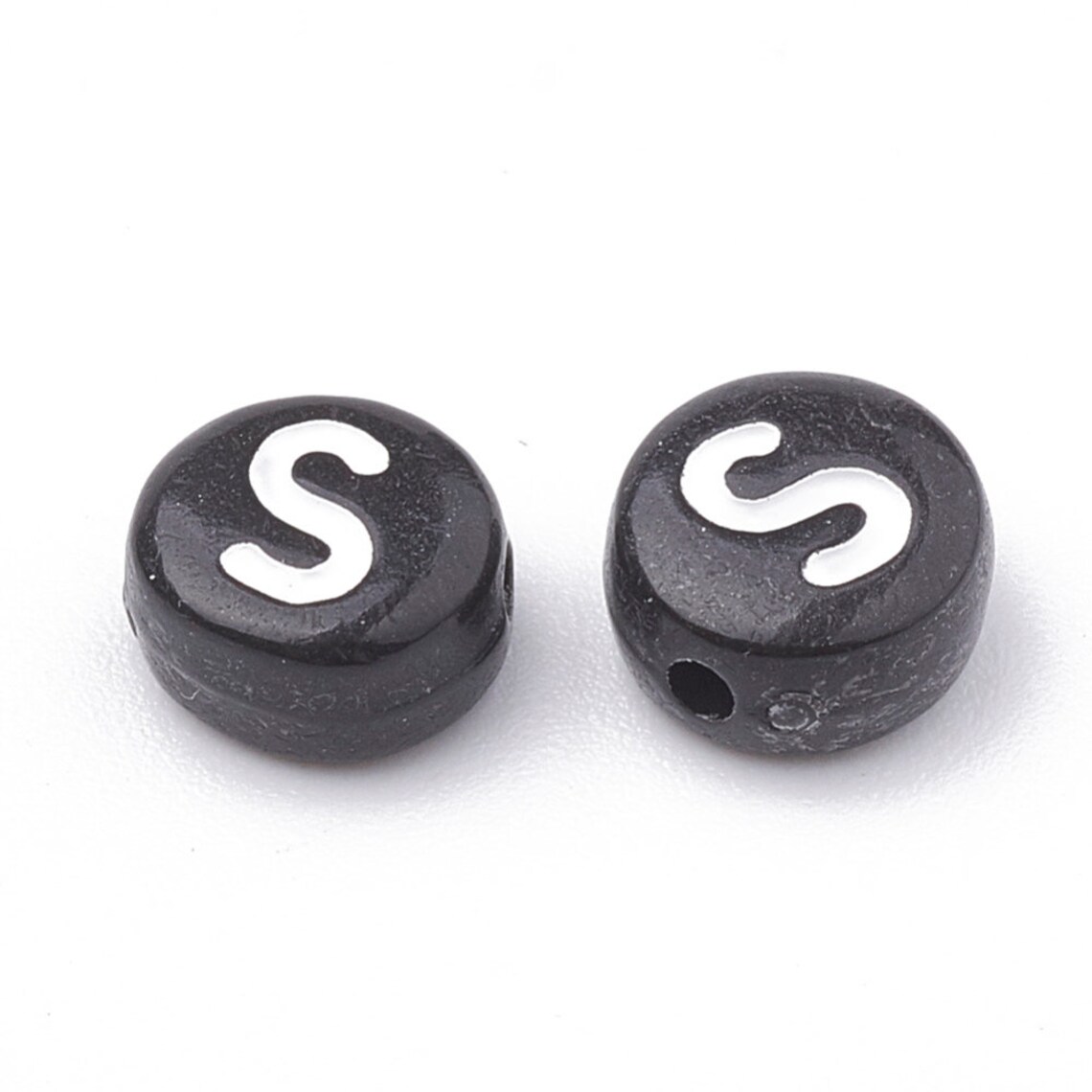 Letter S Alphabet Beads Black Beads With White Letters 7MM | Etsy