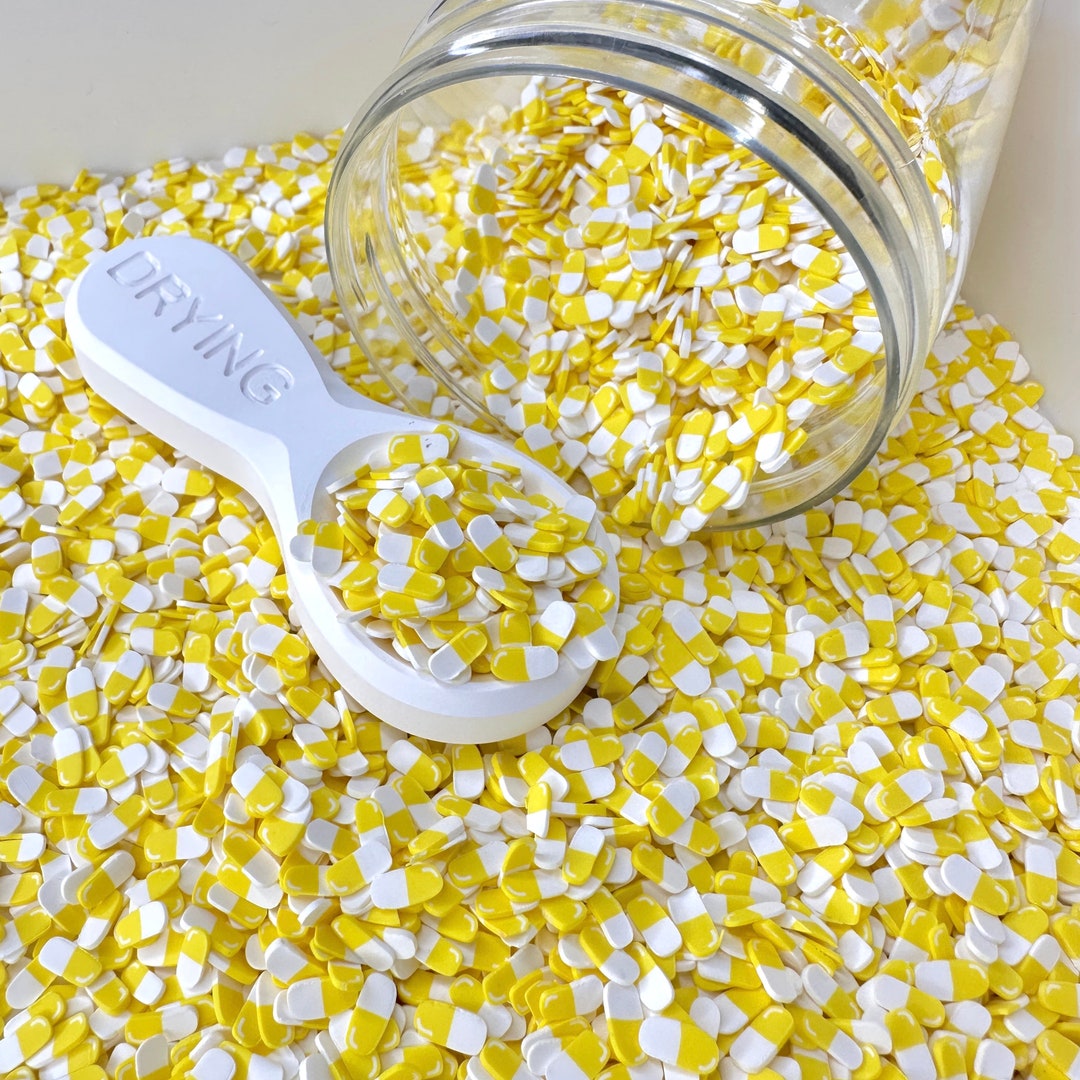 FAKE 5MM/10MM Pastel Yellow Pill, Medical Field Theme Polymer Clay ...