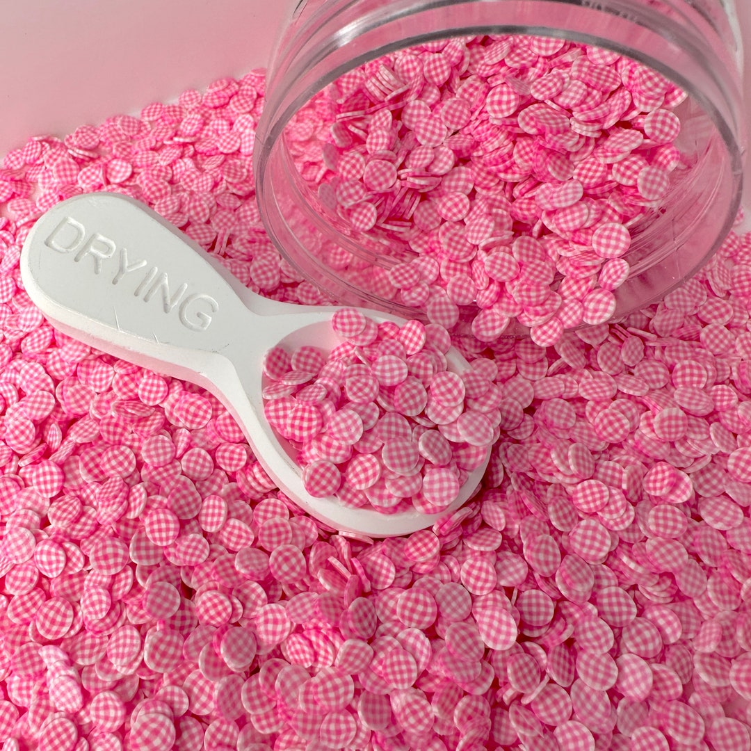 5MM/10MM Pink Checkered Circle Piece Polymer Clay Sprinkle Slice NOT ...