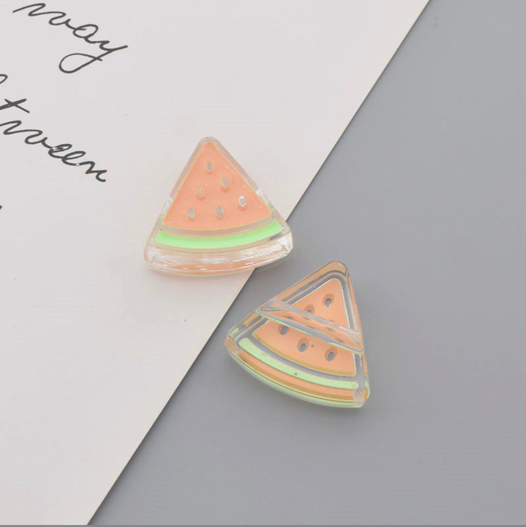 Cute Mix Color Watermelon Slice Enamel Acrylic Bead 23mm X 26mm X 9mm ...