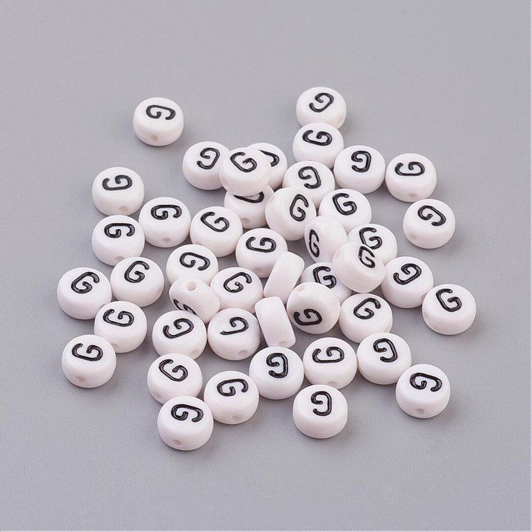 Letter G Alphabet Beads, White Beads With Black Letters 7MM - Etsy
