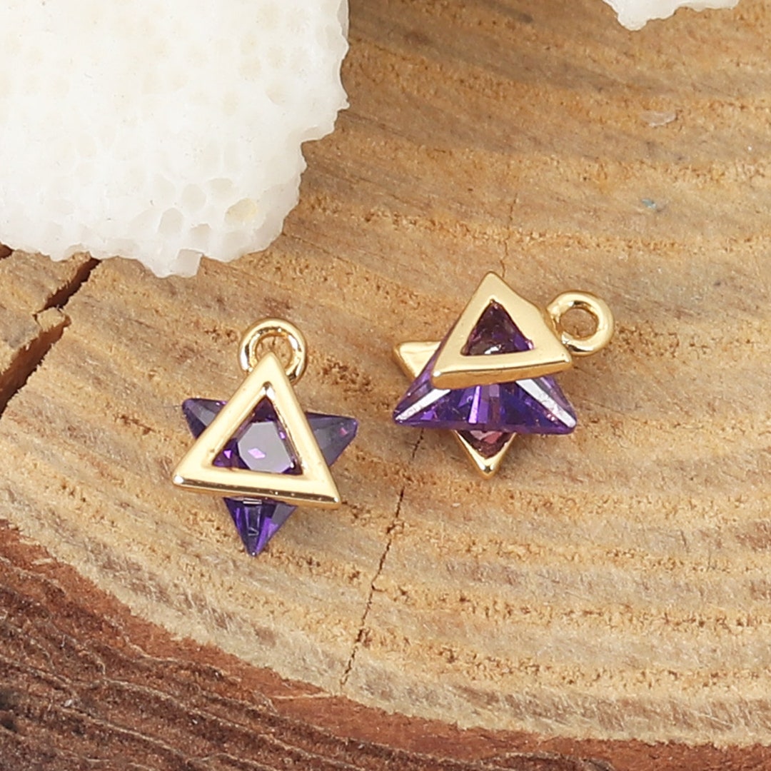 Dark Blue Triangle Rhinestone 18K Gold Plated Charm 8MM X 6MM Style ...