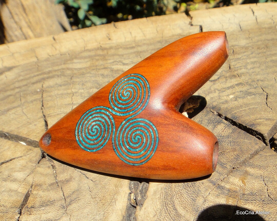 Stone Inlay Celtic Triskle Kuripe, Self Applicator, Hapeh Applicator ...