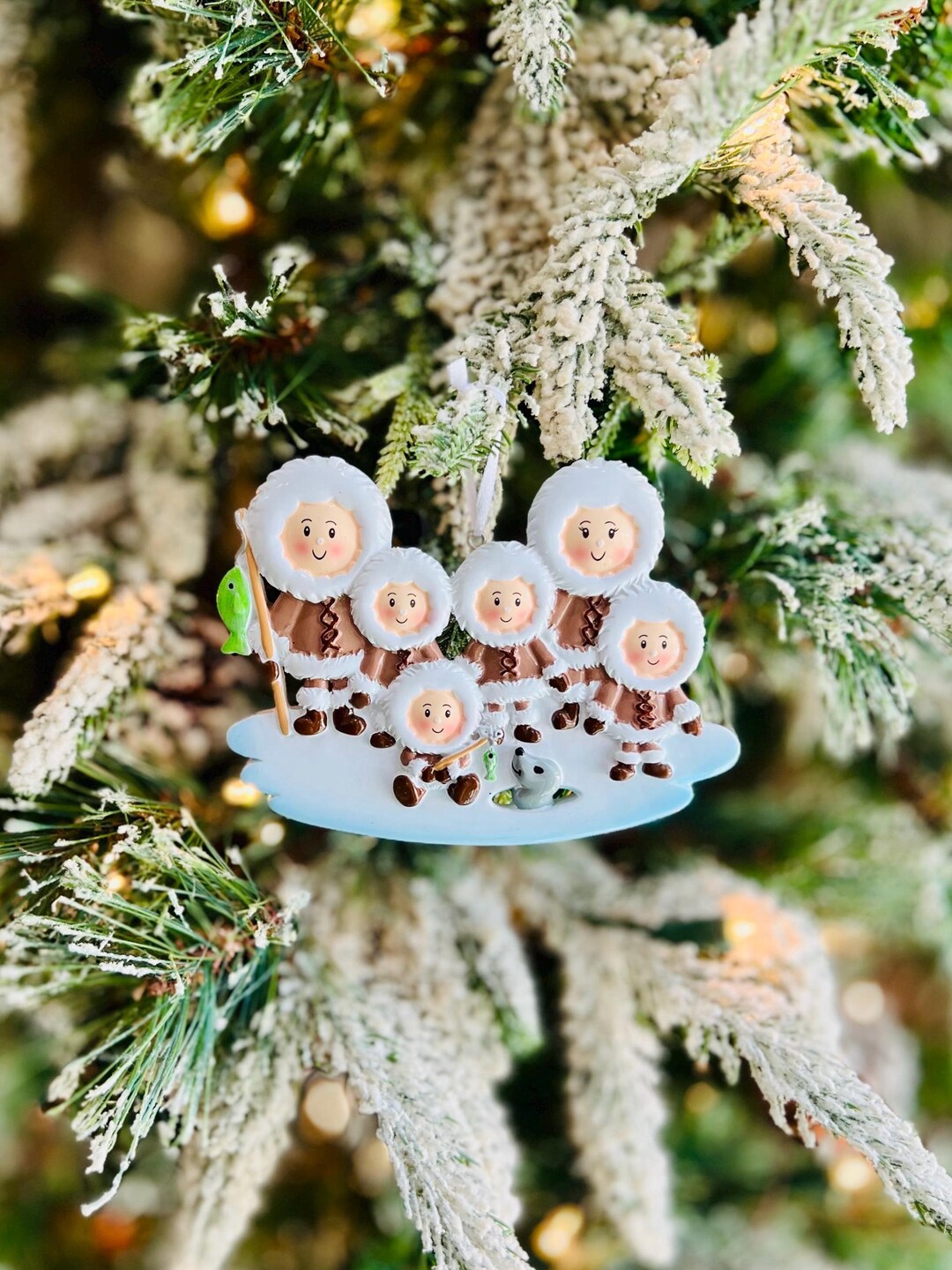 Personalized Eskimo Family of Six Christmas Ornament | Hand-painted ...