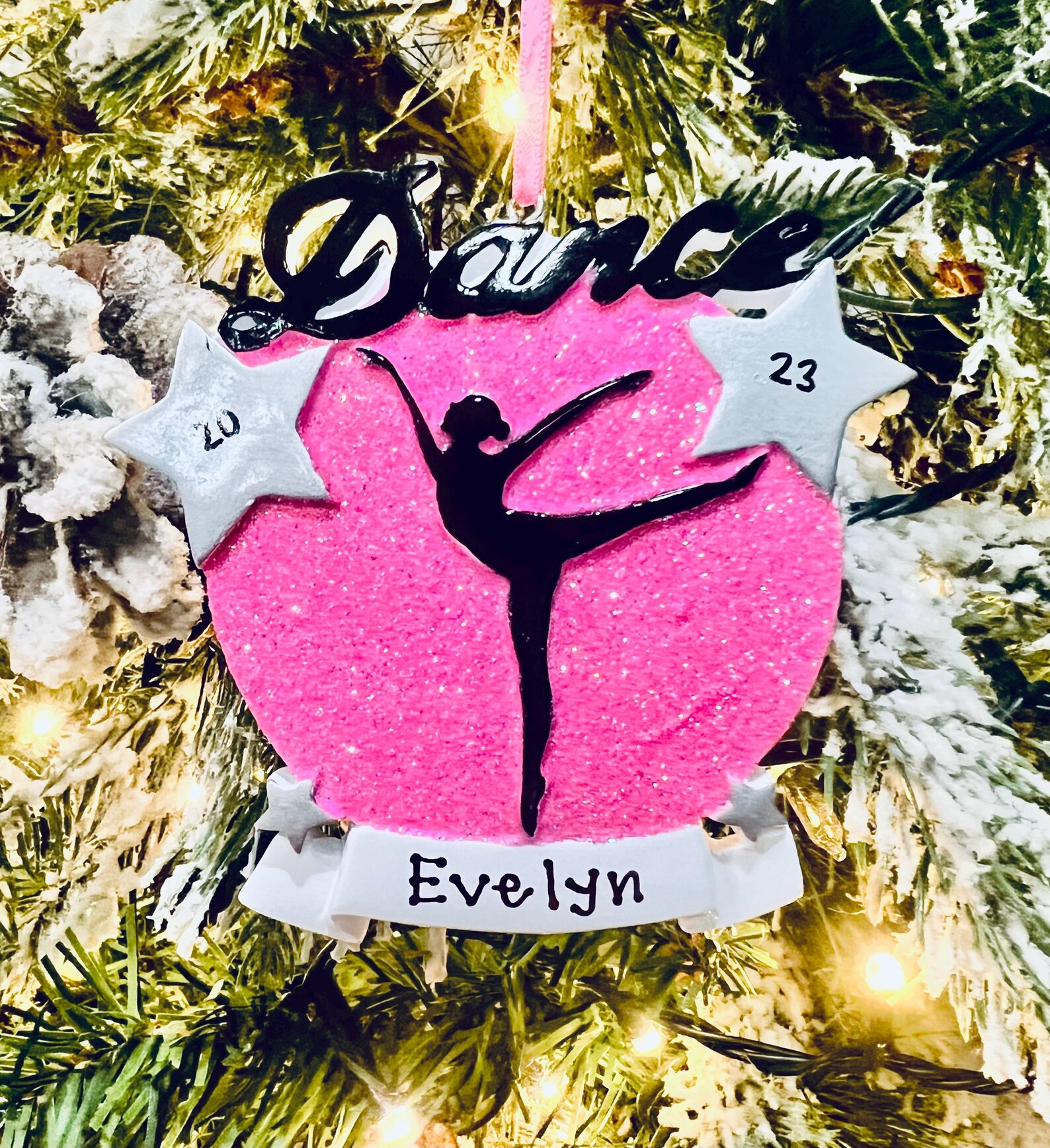 Personalized Pink Glitter Dancer Ornament | Custom Dance Team Gifts - Etsy