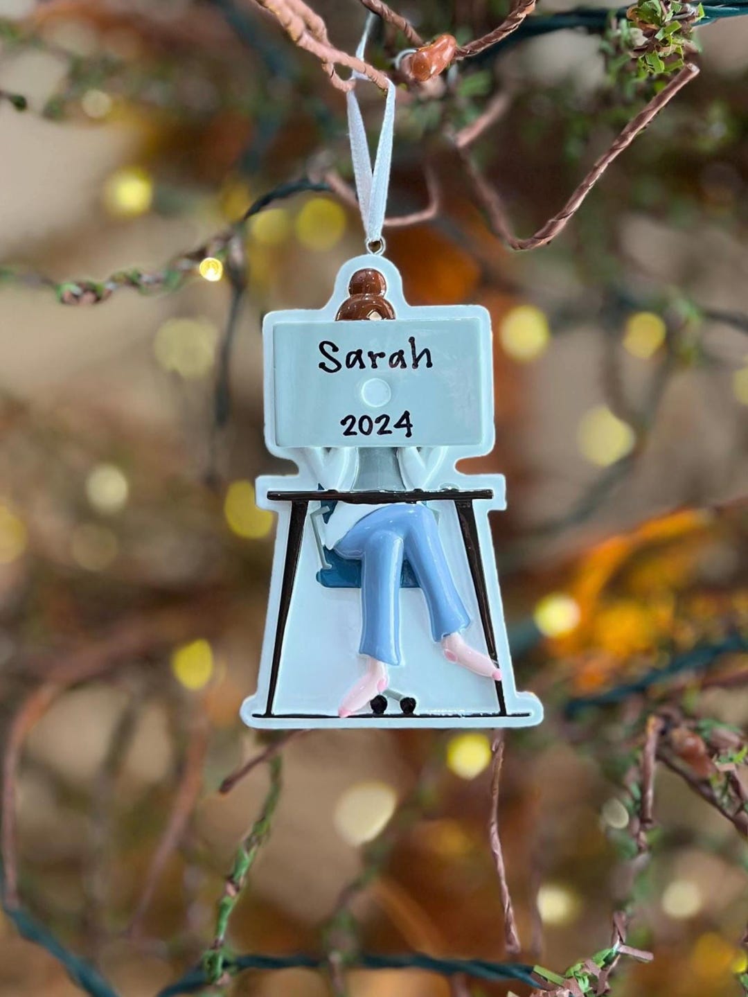 Female Virtual Learning Laptop Personalized Christmas Ornament | Girl ...