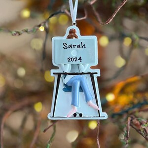 Female Virtual Learning Laptop Personalized Christmas Ornament | Girl ...