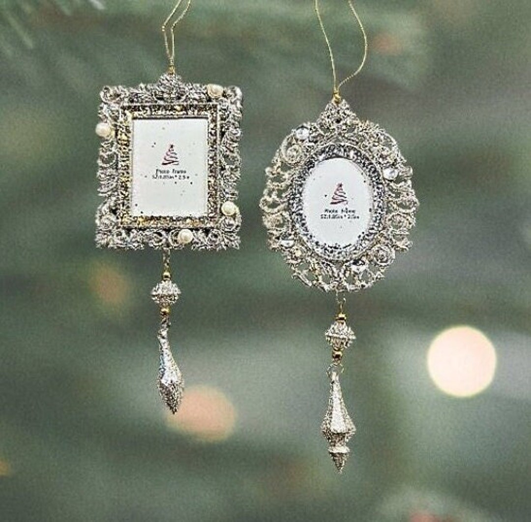Picture Frame Christmas Ornament Elegant Gold-white Photo - Etsy UK