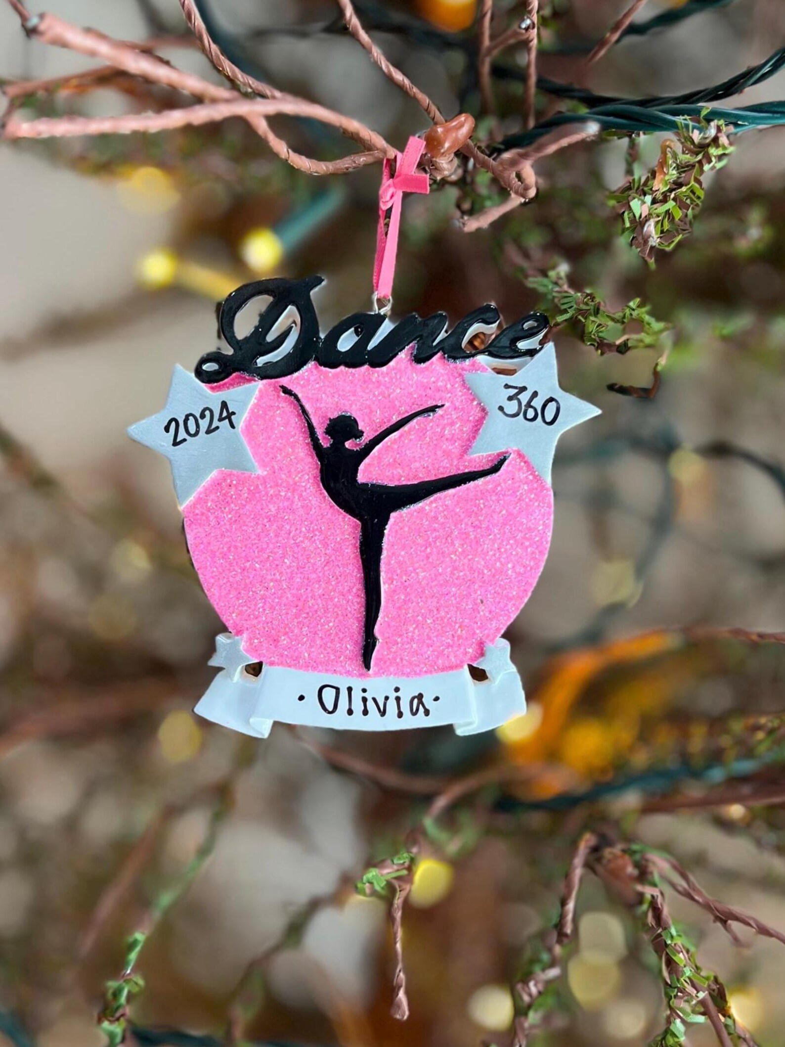 Personalized Pink Glitter Dancer Ornament | Custom Dance Team Gifts - Etsy