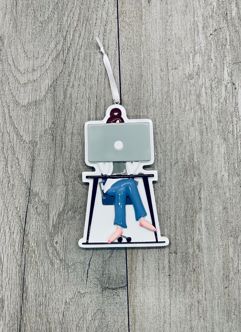 Female Virtual Learning Laptop Personalized Christmas Ornament - Etsy