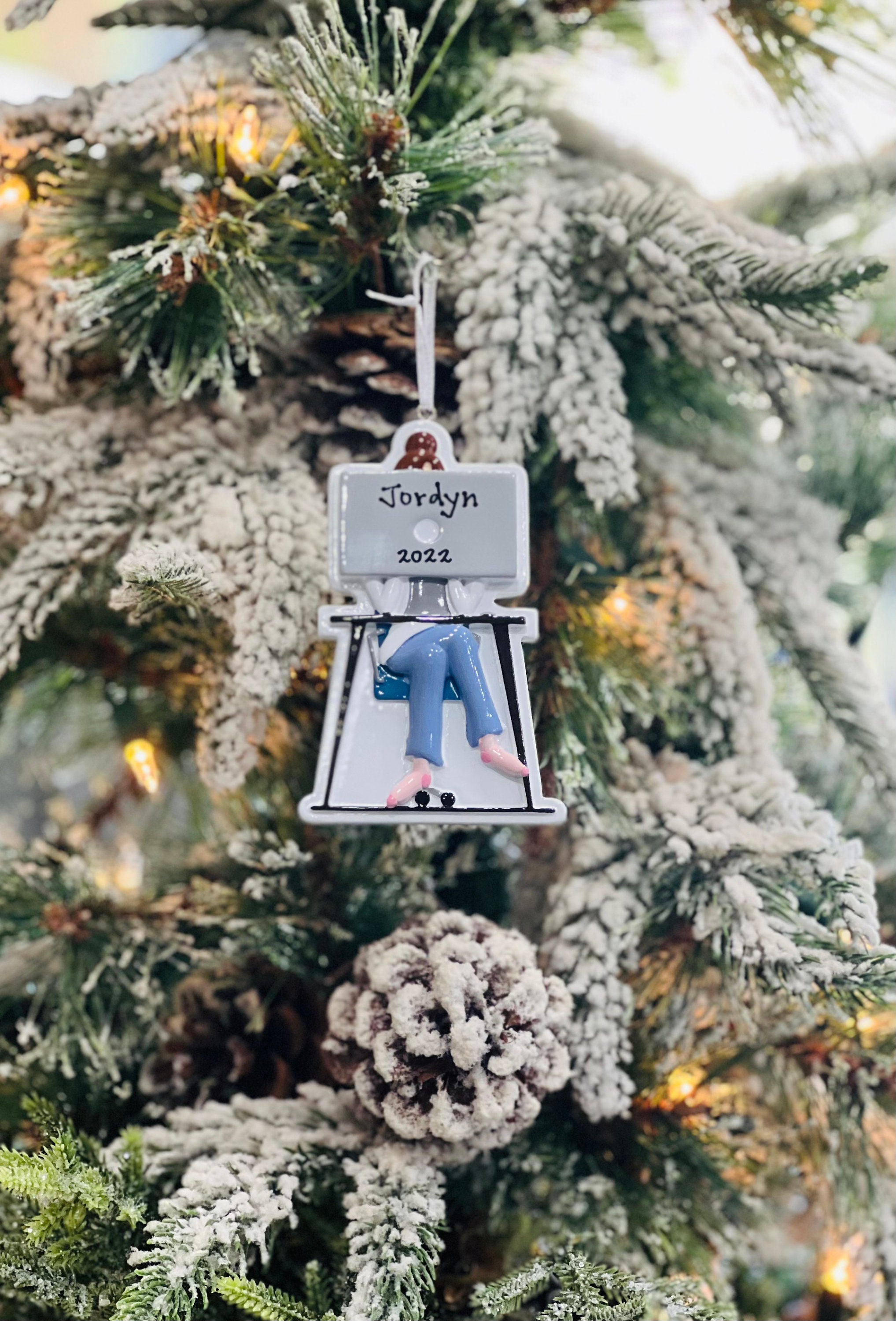 Female Virtual Learning Laptop Personalized Christmas Ornament - Etsy