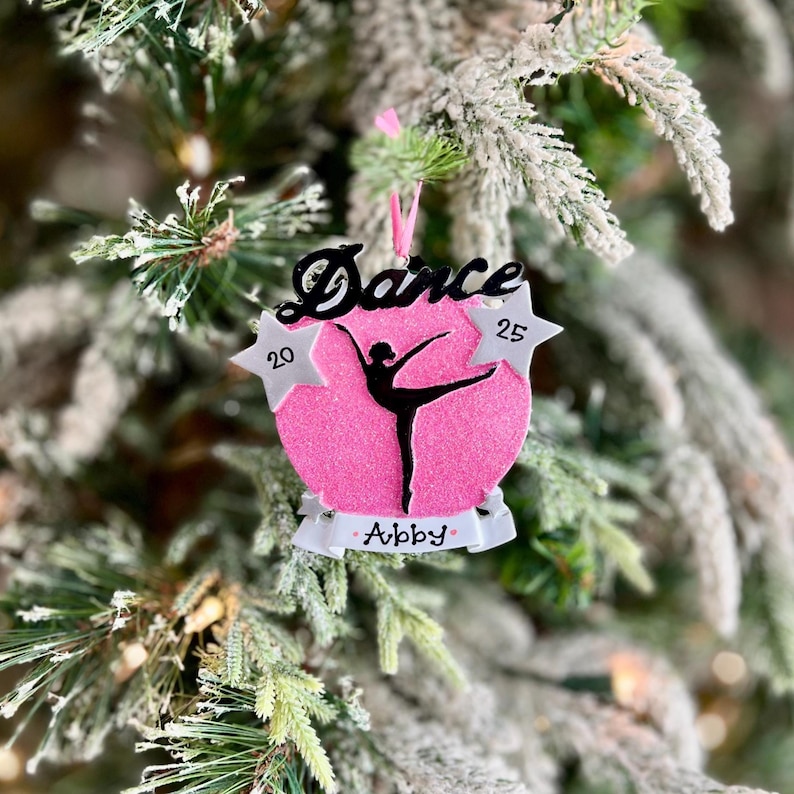 Personalized Pink Glitter Dancer Ornament | Custom Dance Team Gifts - Etsy