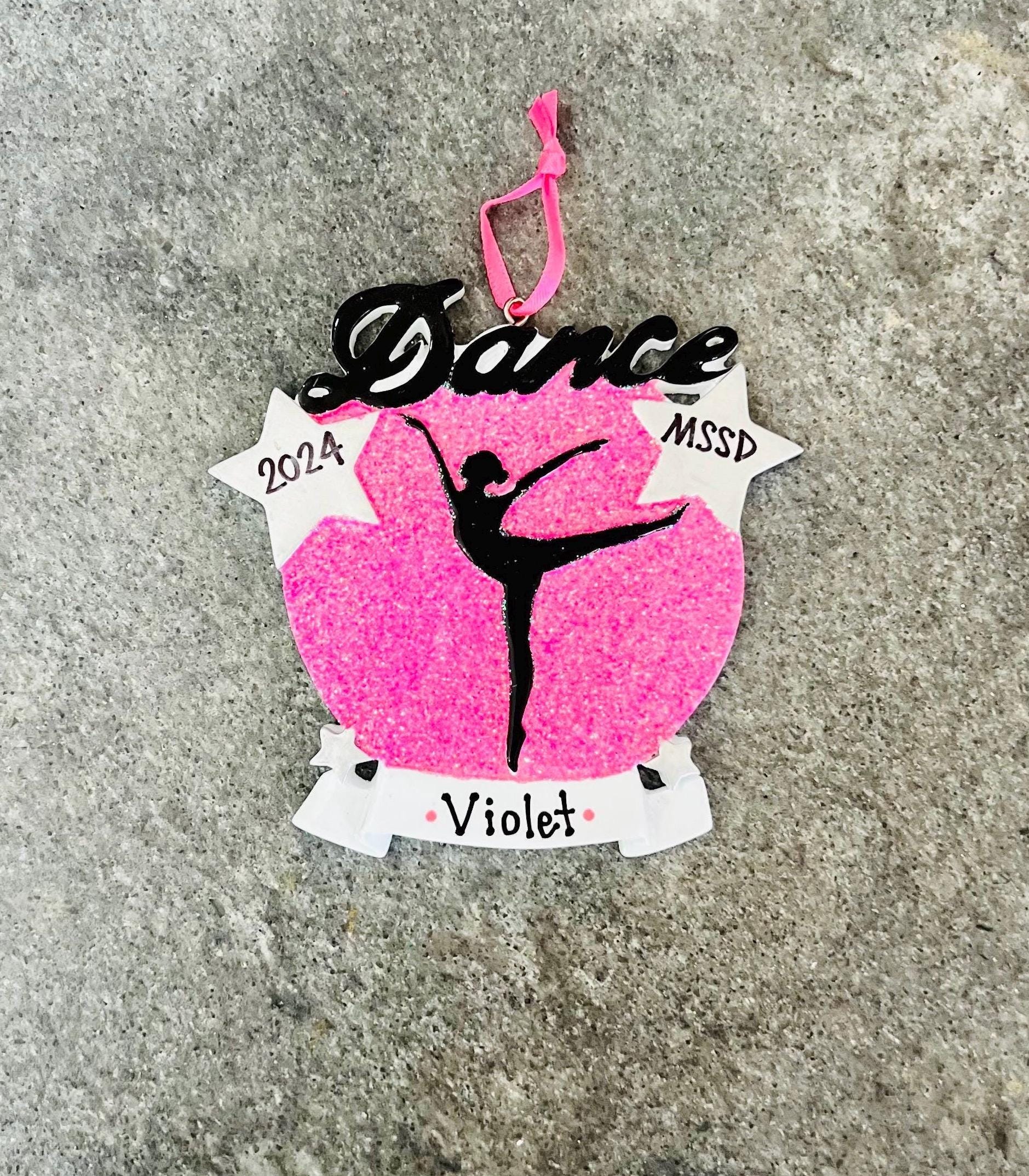 Personalized Pink Glitter Dancer Ornament | Custom Dance Team Gifts - Etsy