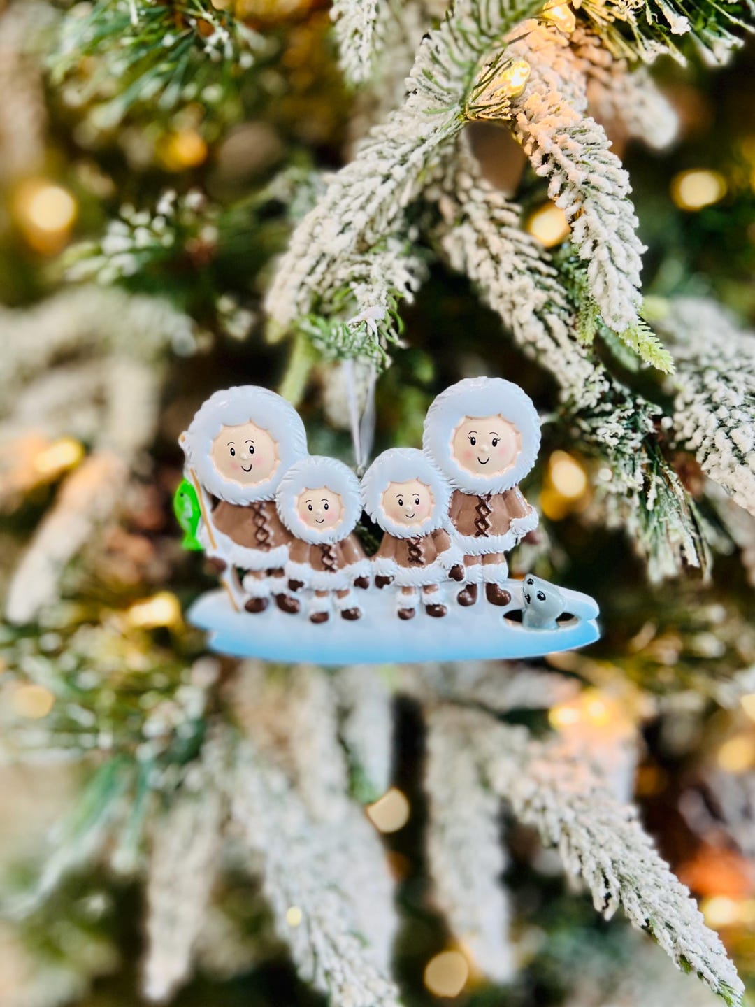 Personalized Eskimo Family of 4 Christmas Ornament | Alaskan Ice ...