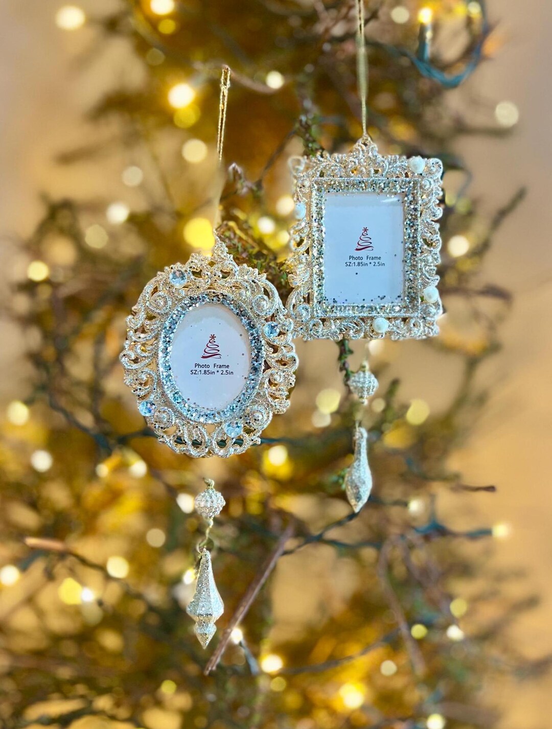 Picture Frame Christmas Ornament Elegant Gold-white Photo Frame ...