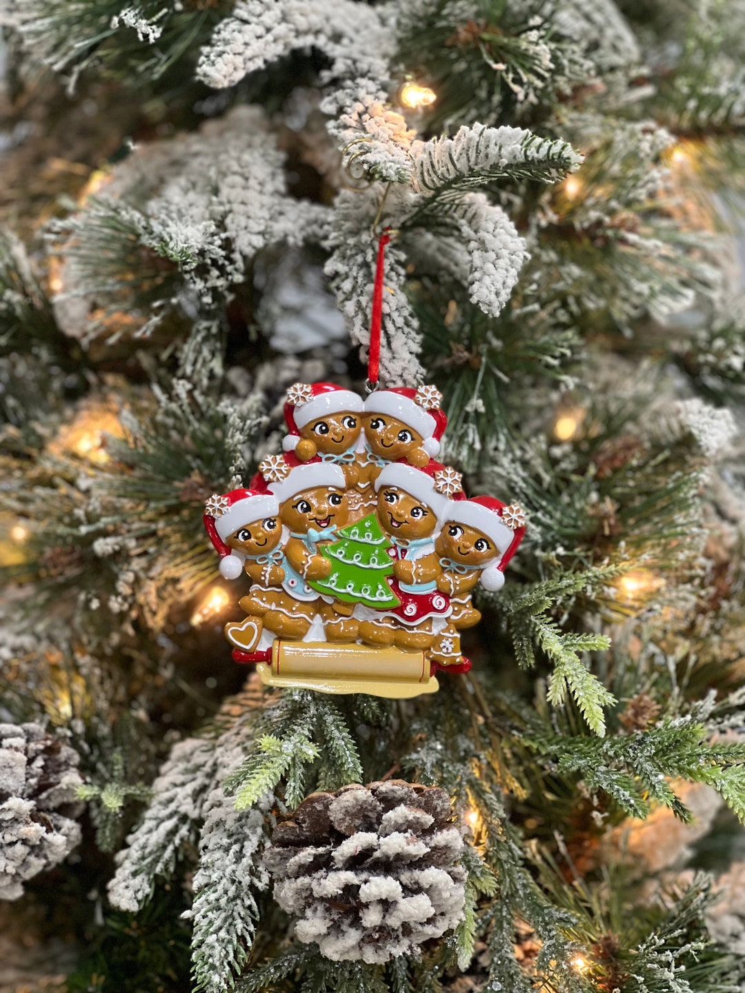 Custom Gingerbread House Family of 6 Christmas Ornament Gingerbread Man ...