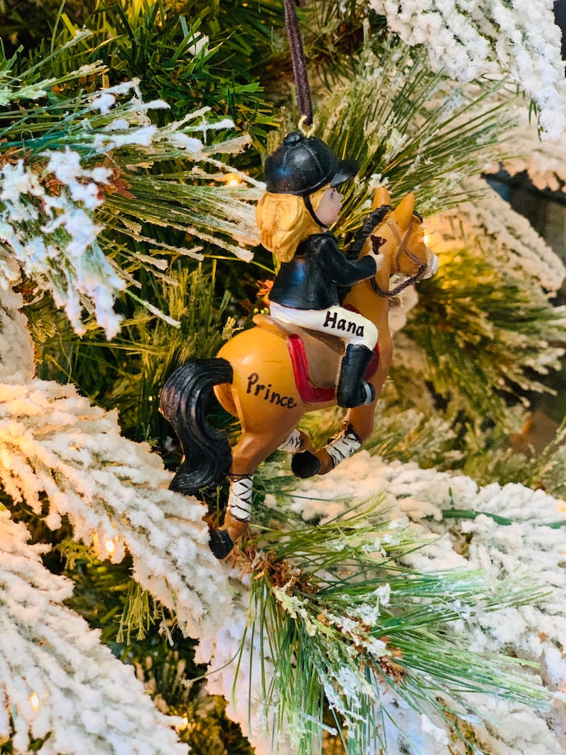 Equestrian Girl Riding Horse Christmas Ornament Horse | Etsy