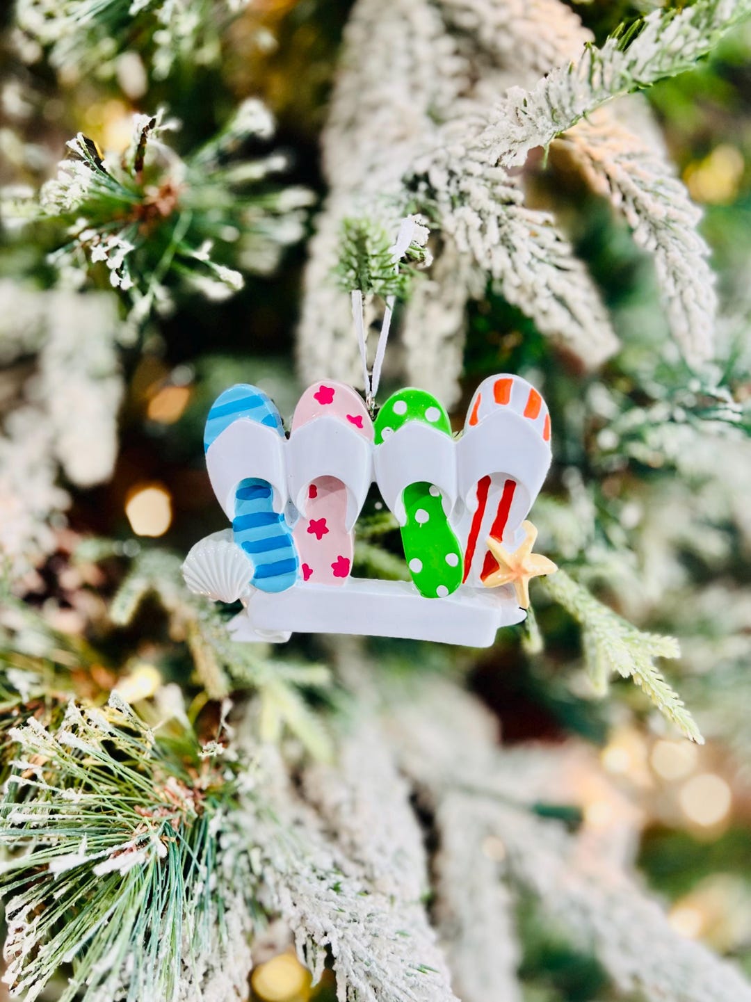 Personalized Flip Flop Family of Four Christmas Ornament | Beach ...
