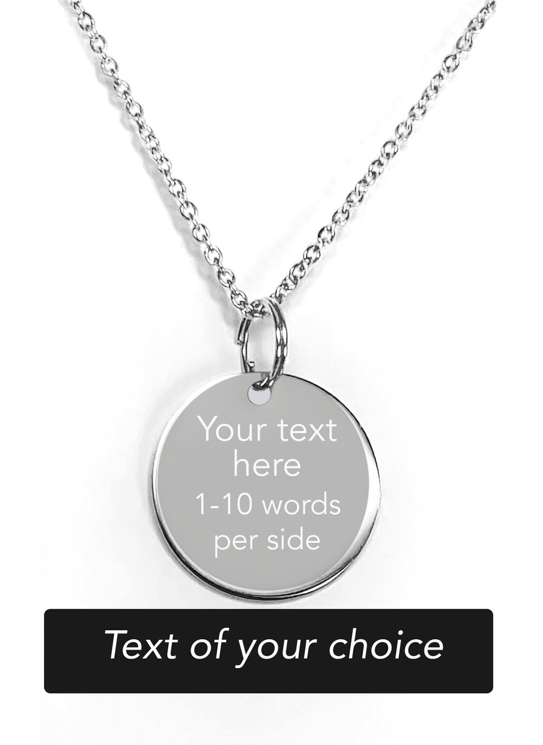 Engraved Pendant, Inspirational Necklace, Custom Pendant, Add Your Text ...