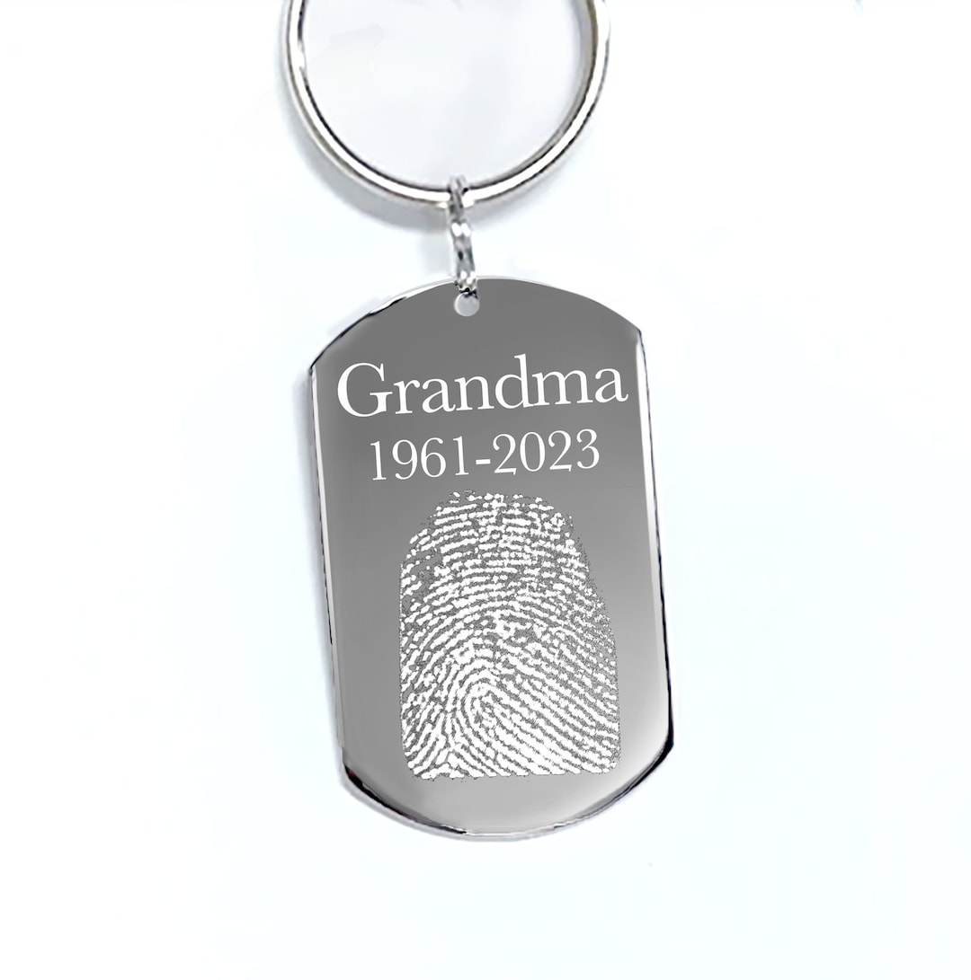 Fingerprint Keychain Birth and Death Dates Engraved - Etsy