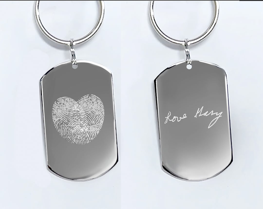 Custom Handwriting and Fingerprint Stainless Steel Key Chain ...
