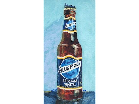 Blue Moon Beer Bottle Painting